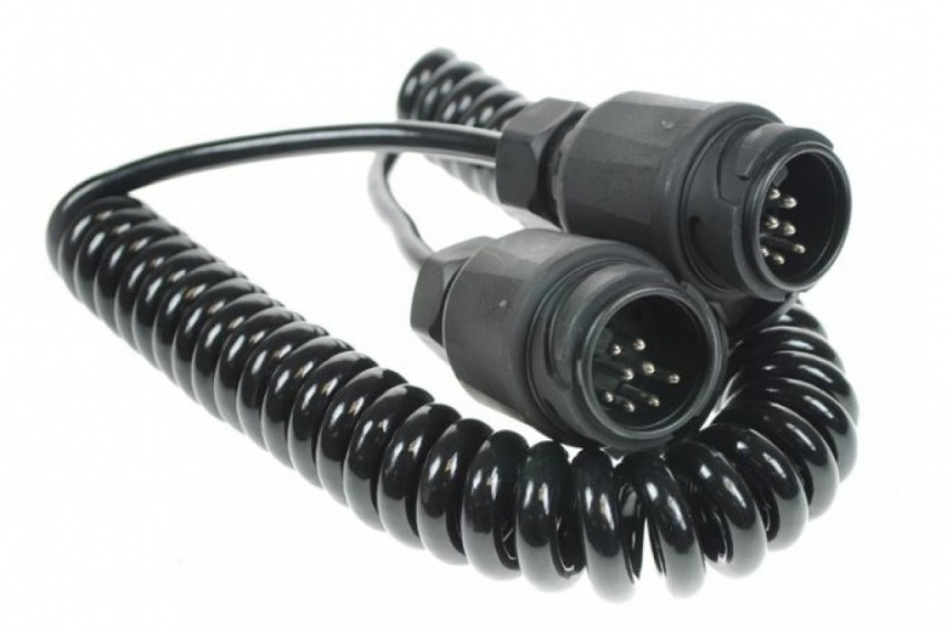CONNECTING LEAD CURLY 13PIN 3M 2X8PIN PLUGS 8 CORE(5894) - Trailerspares.ie