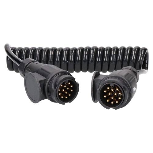 CONNECTING LEAD CURLY 13PIN 2.5M 2 X 13 PIN PLUGS - Trailerspares.ie