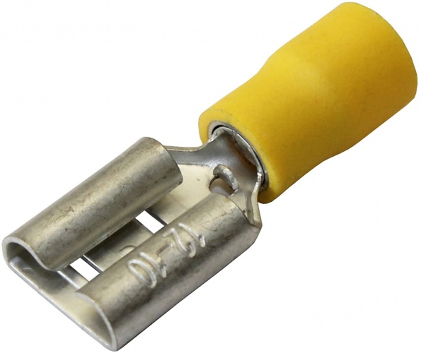 Yellow female push on connector 9.5mm - 100 pack - Trailerspares.ie