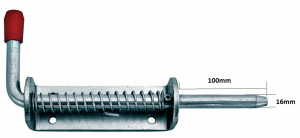 16mm Spring Loaded Shoot Bolt Long Pin - Zinc Plated - Trailerspares.ie